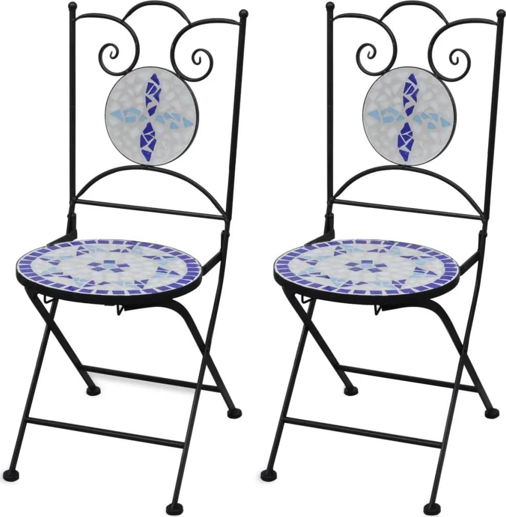 vidaXL Skládací bistro židle 2 ks keramické a bílé [41535] Barva: Modro-bílá