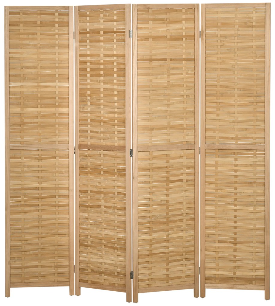 HOMCOM 4dílný paraván, rozdělovač místností, dělící stěna 160 x 170 cm, skládací paraván, rozdělovač místností z bambusu, paraván do obývacího pokoje…