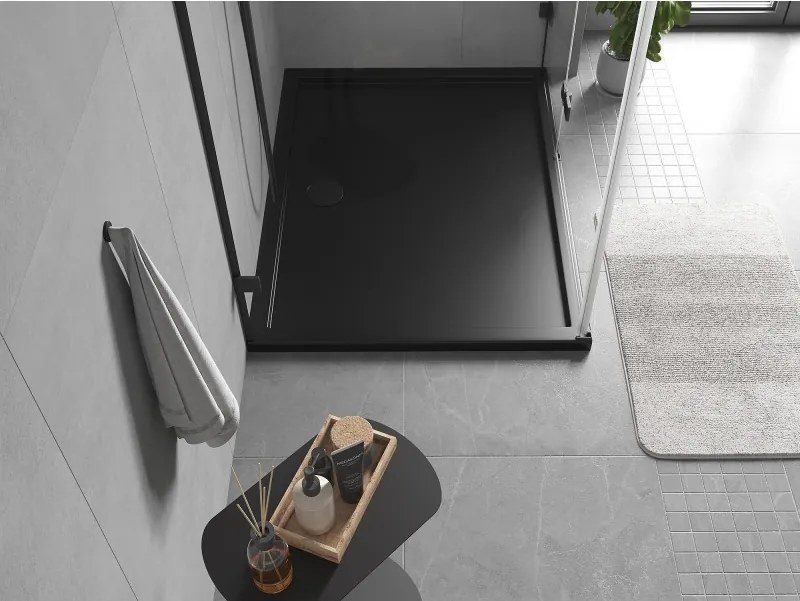 Mexen, Mexen Flow obdélníková sprchová vanička slim 100 x 75 cm, černá matná, 46R707510