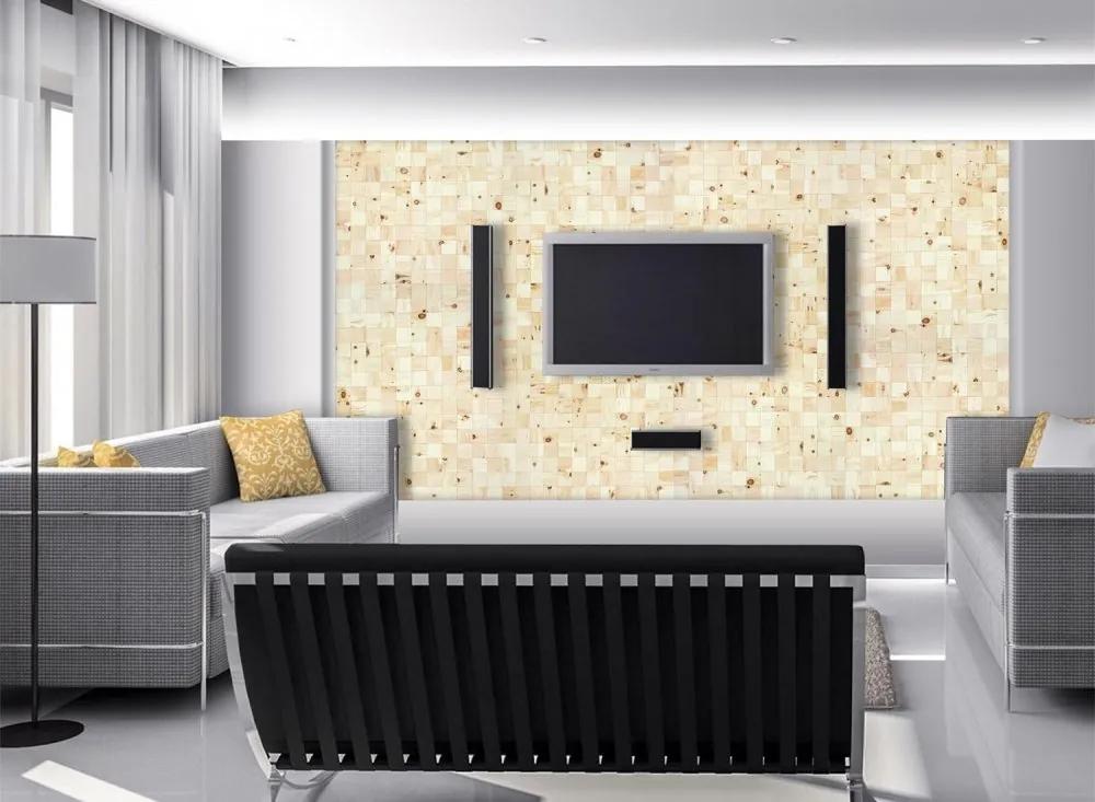 BOROVICE 100, samolepící panel 300 x 300 mm (0,09 m²) - dřevěná mozaika 3D Kartáčovaný - bez povrch. úpravy