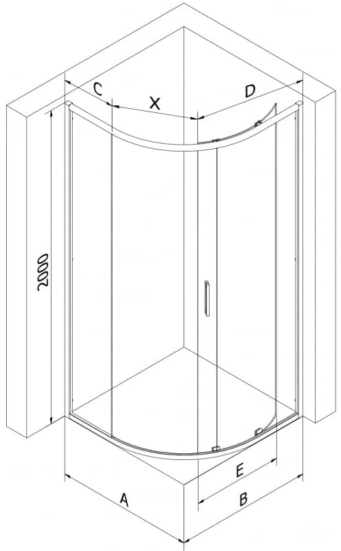 Mexen Exo, asymetrický sprchový kout s posuvnými dveřmi 120 x 90 cm, 6mm čiré sklo, chromový profil, 8131-120-090-01-00