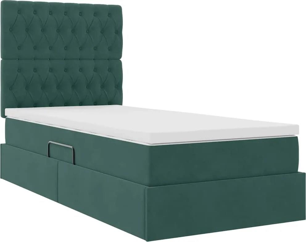 Postel s úložným prostorem a matrací Tmavě zelená 100 x 200 cm 3372072