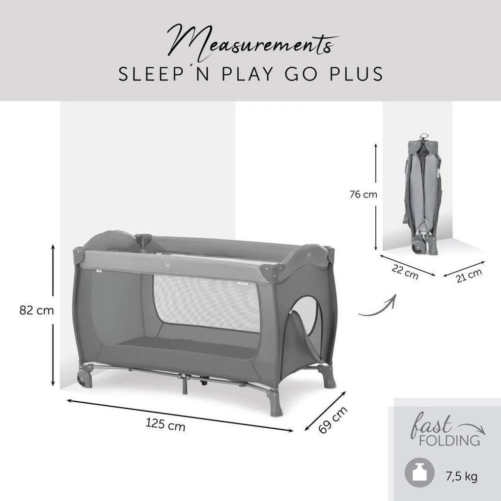 Hauck Cestovní postýlka Sleep n Play Go Plus grey