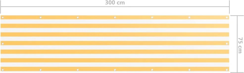 Balkónová zástěna bílo-žlutá 75 x 300 cm oxfordská látka 134900