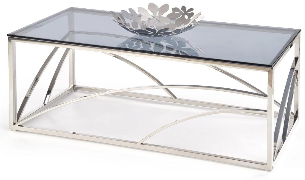 Stříbrný konferenční stolek ve stylu glamour ONTARIA