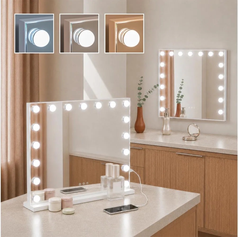 BRILAGI - LED Stmívatelné make-up zrcadlo HOLLYWOOD LED/15W/230V 60x50 cm bílá