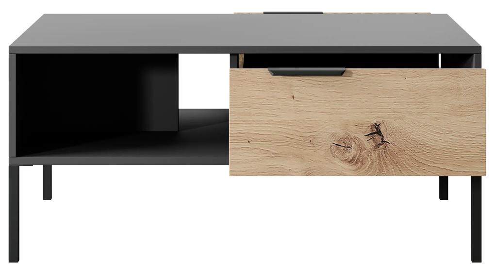 Černý konferenční stolek v dekoru dub artisan RAVE 2S