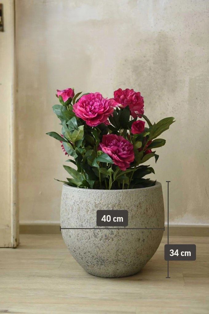 Kulatý květináč RAFIOT, vláknocement, 40x34 cm, šedý