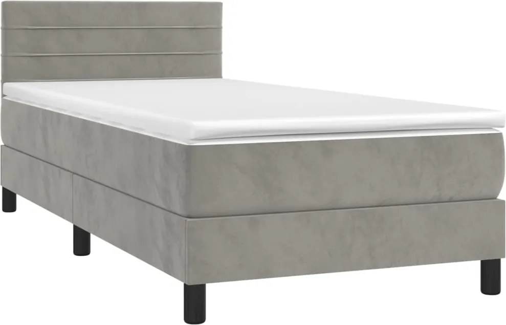 Box spring postel s matrací světle šedá 80 x 200 cm samet 3141329