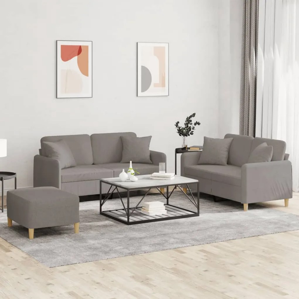 2dílná sedací souprava s polštáři tmavě šedá textil