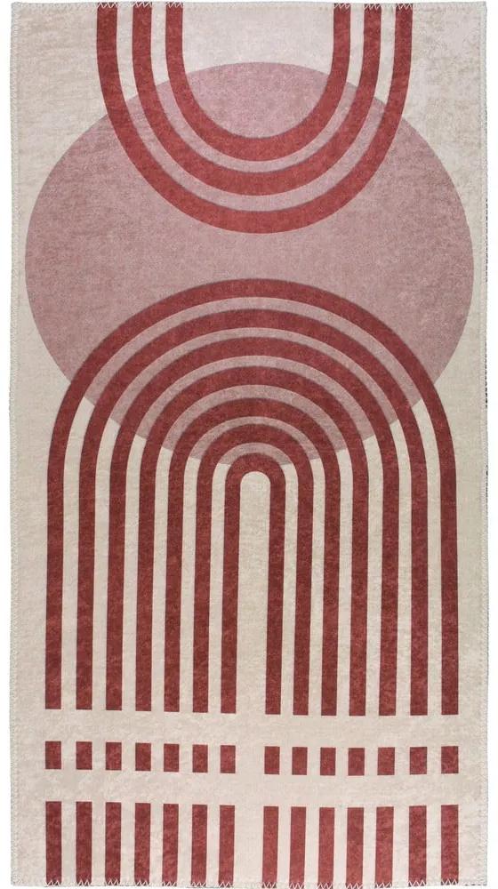 Červeno-bílý pratelný koberec 80x150 cm – Vitaus