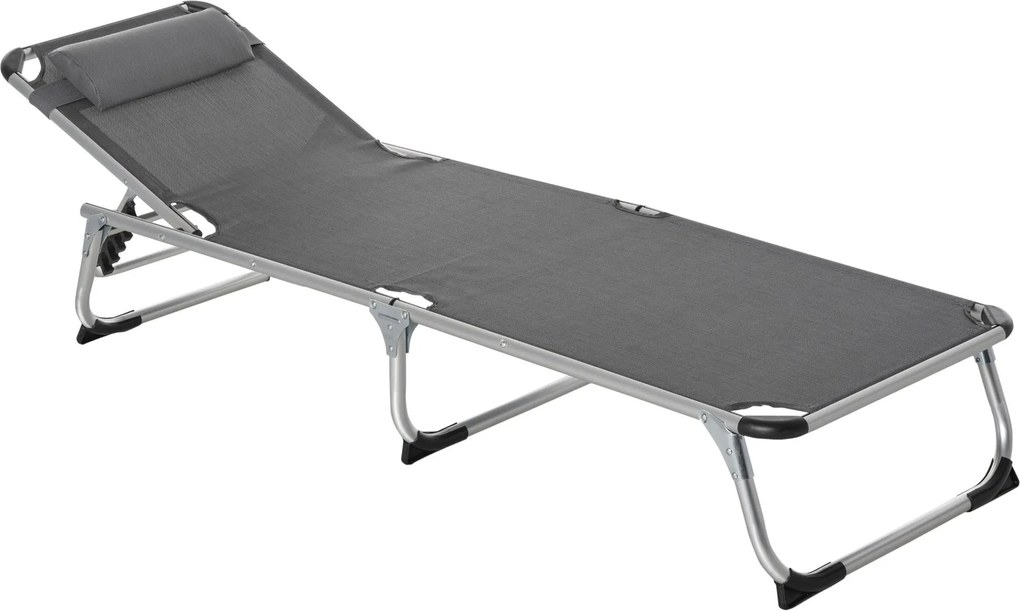 Skládací sluneční lehátko Outsunny s polštářem, zahradní lehátko s polohovatelným opěradlem, až 120 kg nosnost | Aosom