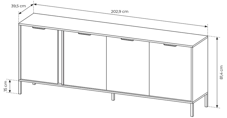 LARS a | komoda 203 4D | 202,9 cm | antracit