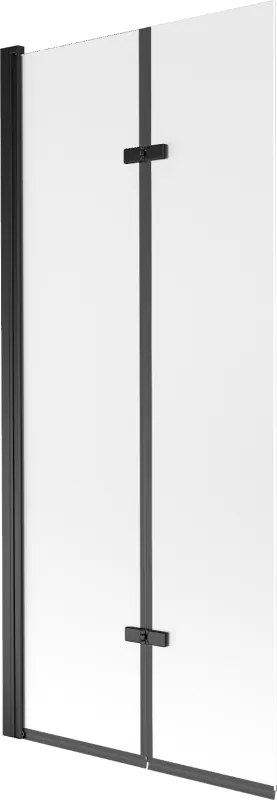 Mexen Castor, 2-křídlová vanová zástěna 80 x 150 cm, 6 mm námraza sklo, černý profil, 892-080-002-70-30