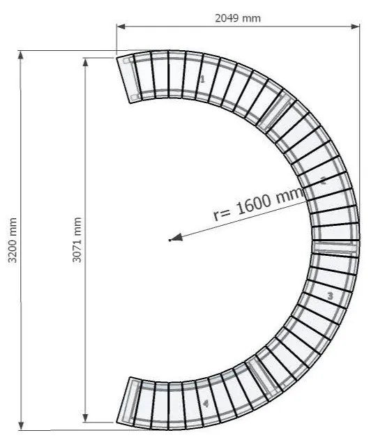 Půlkruhová lavice k ohništi Odstín nátěru: olej - massaranduba, Odstín podnože: černá s jemnou strukturou - JS RAL 9005