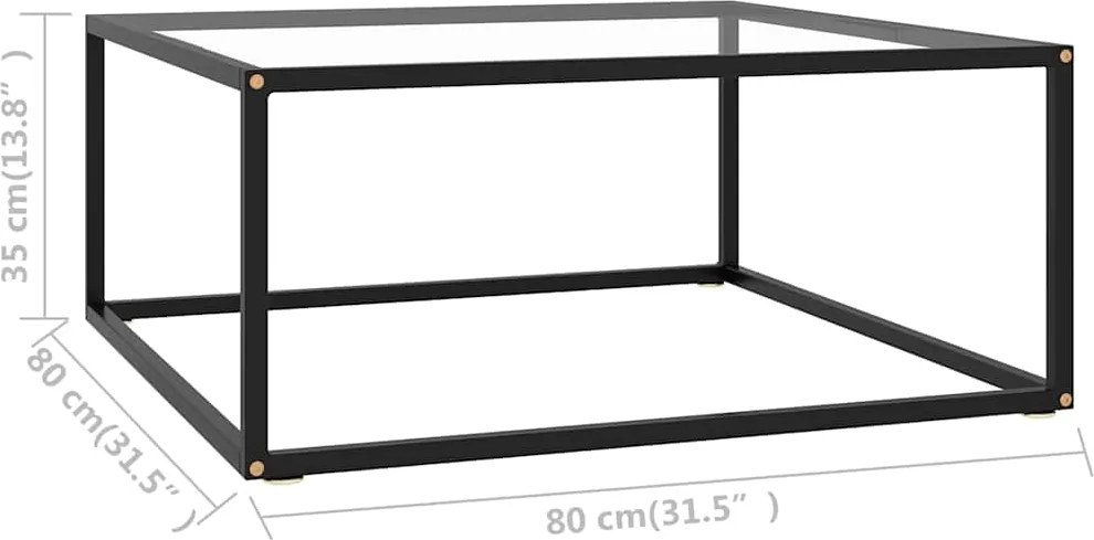 Konferenční stolek černý s tvrzeným sklem 80 x 80 x 35 cm 322875