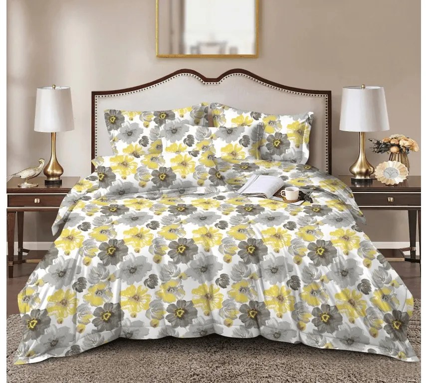 Povlečení z mikrovlákna FEONELLE žluto-šedé Rozměr povlečení: 70 x 90 cm | 140 x 200 cm