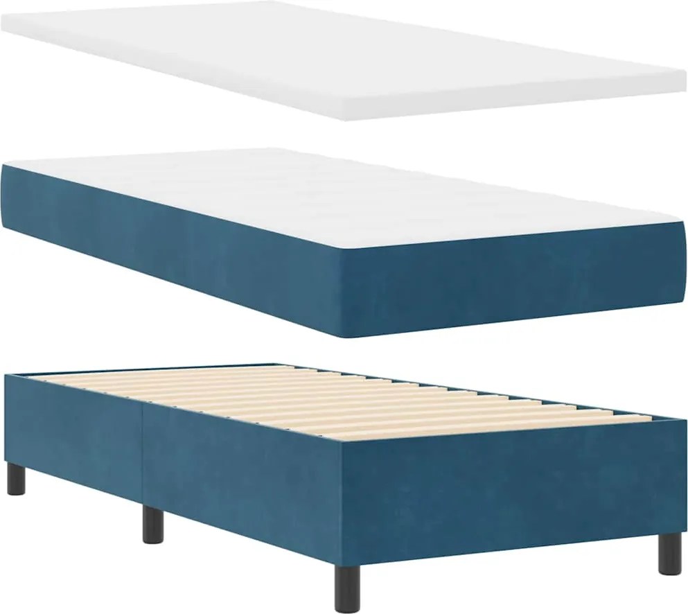 Postel s boxspringem s čelo Tmavě modrá 200 x 90 cm samet 3340860