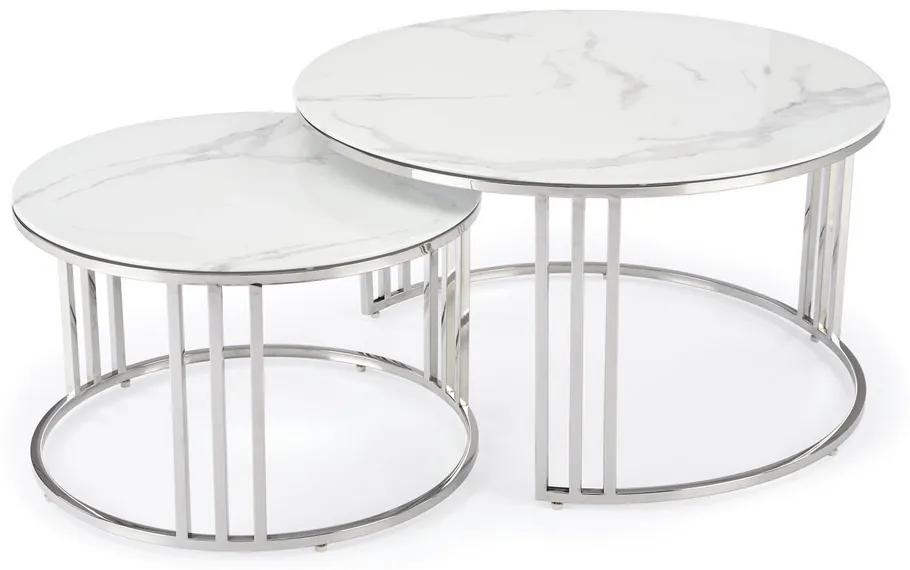 Konferenční stolek Mercury 2, bílá / stříbrná