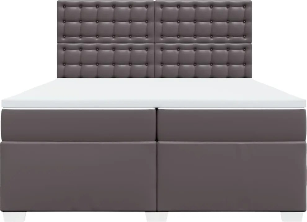 Box spring postel s matrací šedá 200x200 cm umělá kůže 3290738