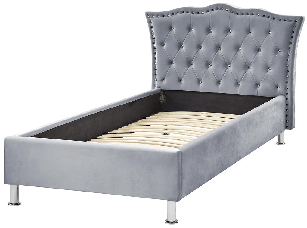 Sametová postel 90 x 200 cm šedá METZ Beliani