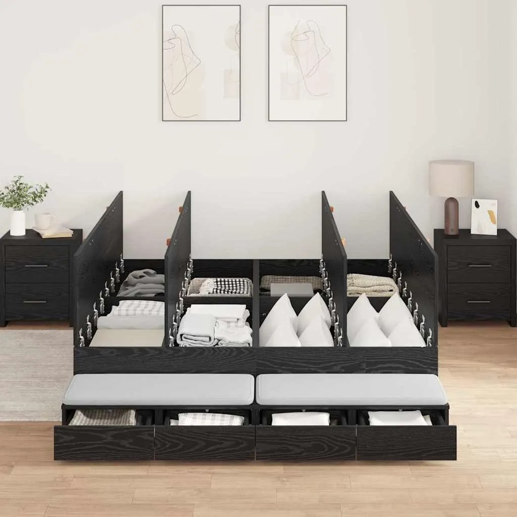 Rám postele s úložným prostorem se zásuvkou Černý dub 160 cm 3335654