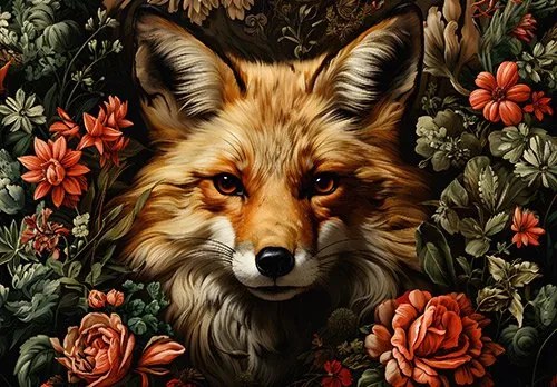 Postershop Fototapety vliesové: Fox Flowers - 254x184 cm