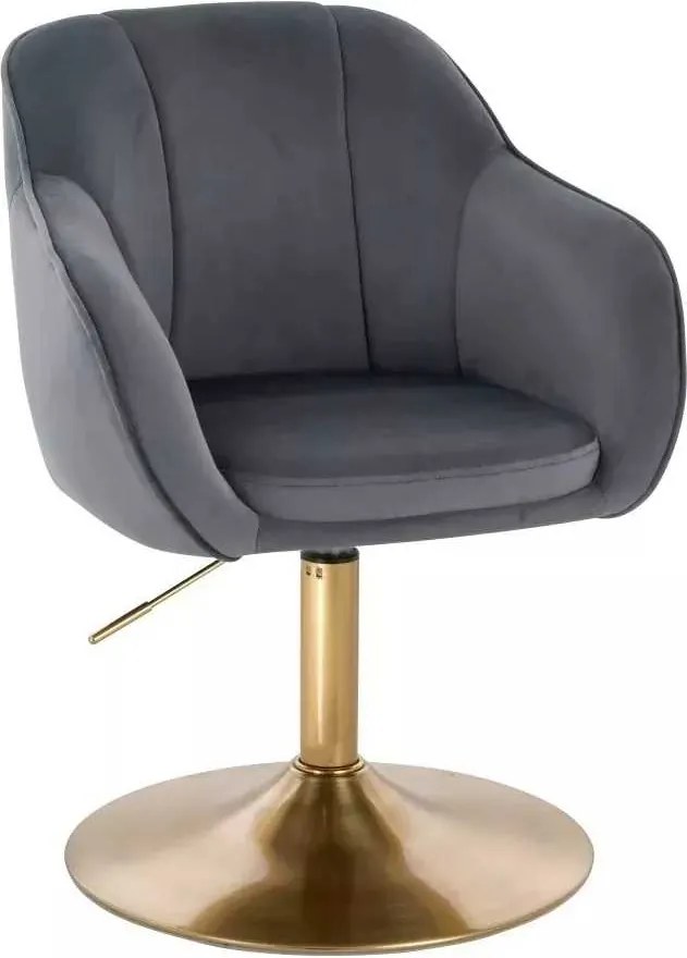 LuxuryForm DESIGN Otočná židle AVOLA VELUR na zlatém talíři - tmavě šedá