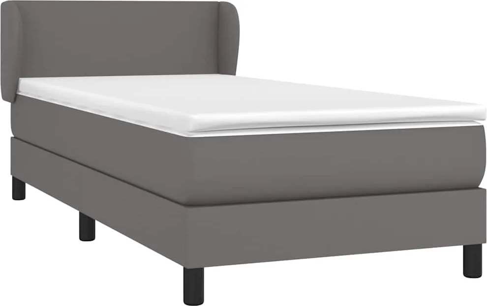 Box spring postel s matrací šedá 90x190 cm umělá kůže 3127167
