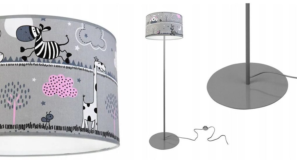 Dětská stojací lampa Ladybird, 1x textilní stínítko se vzorem, (výběr ze 2 barev konstrukce), o