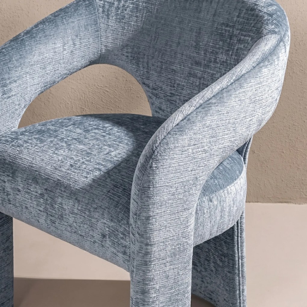 Designové čalouněné jídelní křeslo Nuria modrošedé