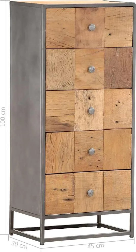Komoda se zásuvkami 45 x 30 x 100 cm masivní recyklované dřevo 286529