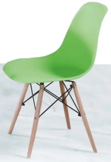 jídelní židle Tempo Kondela Cinkla, ocel / buk masiv / plast zelený