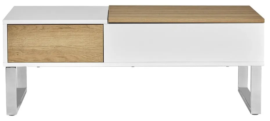 Bílo-hnědý konferenční stolek s vysouvací deskou Marckeric Niza