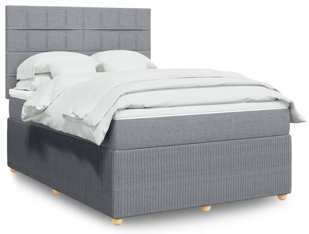 Box spring postel s matrací světle šedá 140 x 190 cm textil