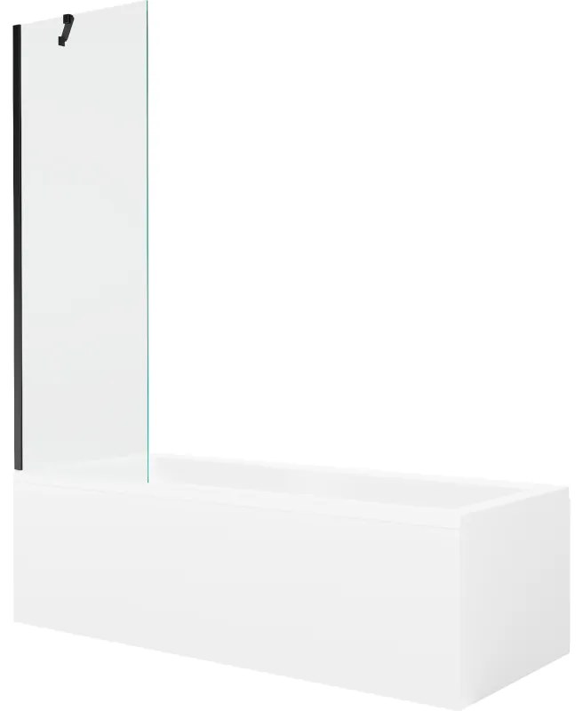 Mexen Cubik obdélníková vana 150 x 70 cm s pláštěm 1-křídlovou zástěnou 60 cm, Průhledné, Černá - 550315070X9506000070