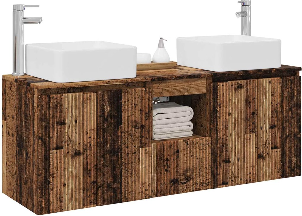 Sada koupelnových skříněk 3 ks Staré dřevo 53 x 35 x 63 cm 3405665