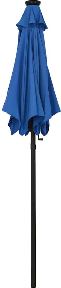 Zahradní slunečník s LED osvětlením azurový 200 x 211 cm hliník 313564