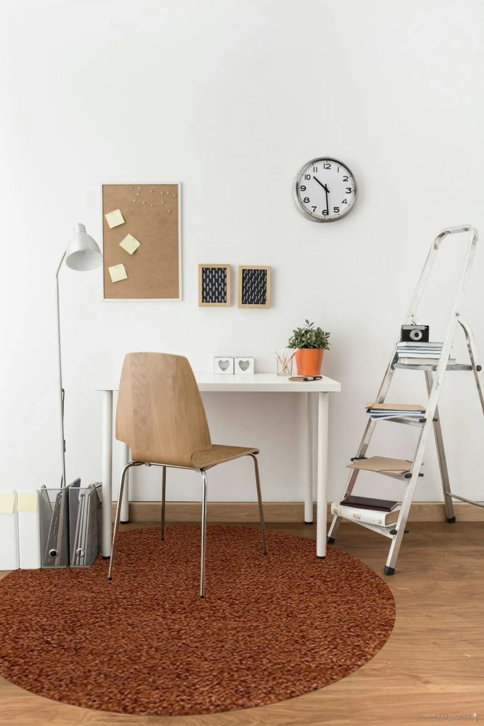 Ayyildiz, Kusový koberec Life Shaggy 1500 terra kruh, 80x80 (průměr) kruh, oranžová, ložnice