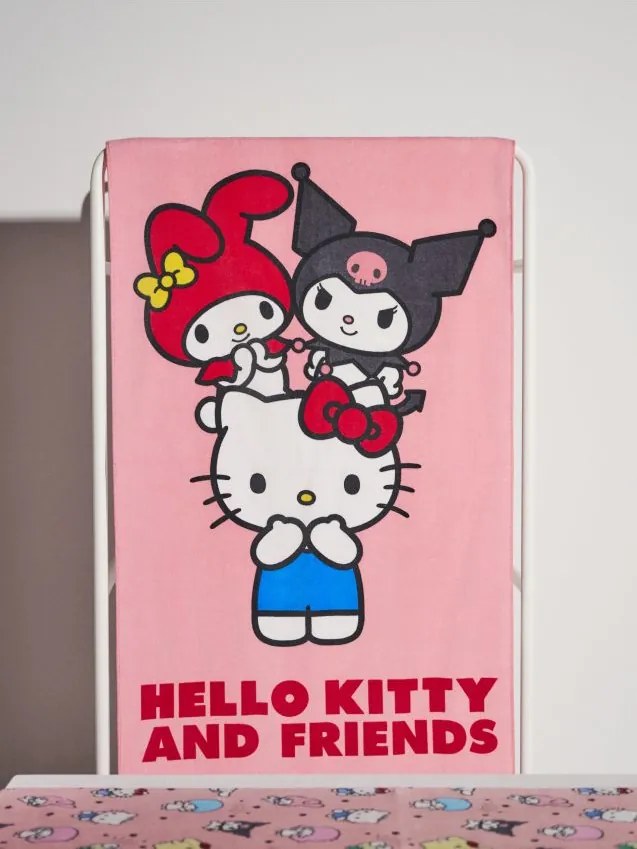 Sinsay - Bavlněný ručník Hello Kitty and Friends - pastelová růžová