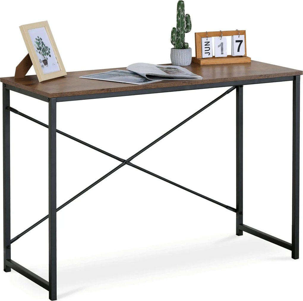 Pracovní stůl PRESTANO - old wood dekor / černé kovové nohy