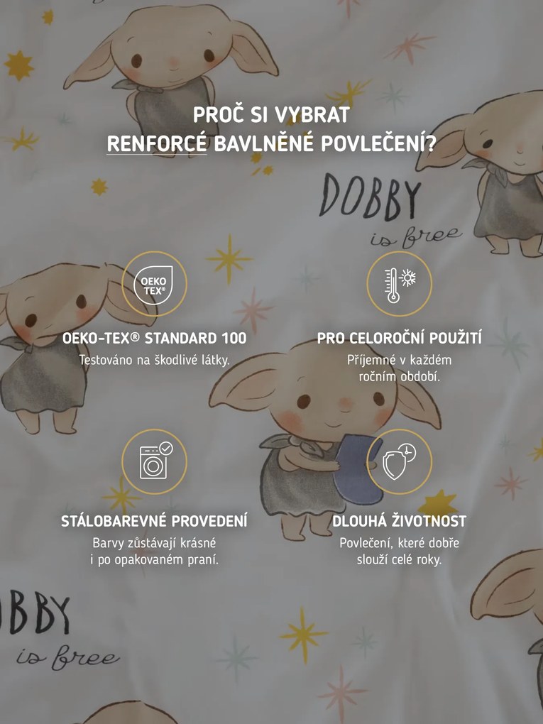 MK Lůžkoviny Bavlněné povlečení Renforcé - Tiny Dobby 140 × 200 cm, 70 x 90 cm