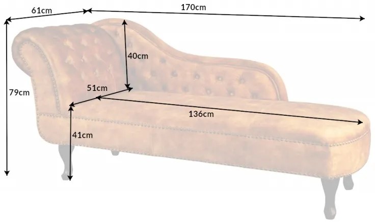 Noble Home Hořčicová sametová lenoška Chesterfield 170 cm