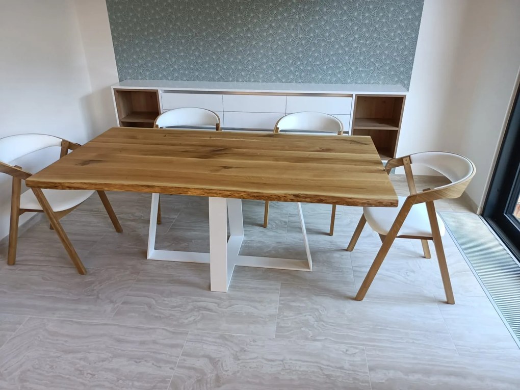 KULHÁNEK Designový jídelní stůl 180x95 cm Velikost desky: individuální, Odstín podnože: černá - RAL 9005