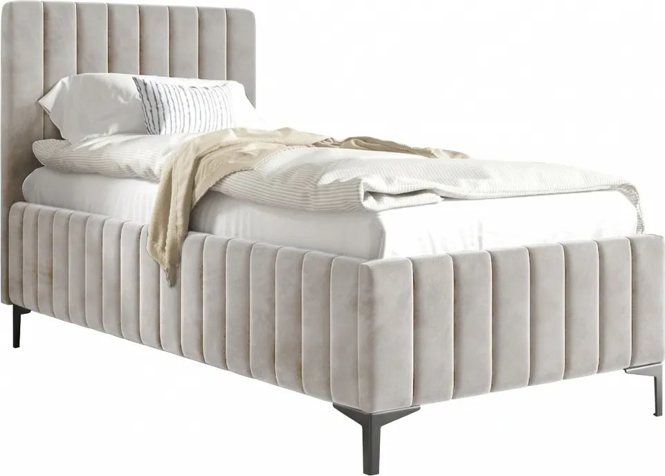 Eka Čalouněná postel INTIMA+ 90x200 cm Barva látky Trinity: Modrá (Trinity 2313), Úložný prostor: Bez úložného prostoru, Barva nožek postele: Černá