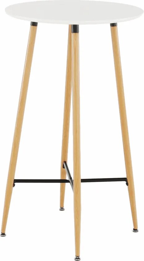 Barový stůl, bílá/dub, průměr 60 cm, IMAM