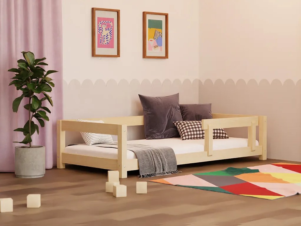Benlemi Dětská postel STUDY se zábranou Zvolte barvu: Šalvějová zelená, Zvolte rozměr: 90x180 cm, Zvolte zábranu: S otevřeným vstupem