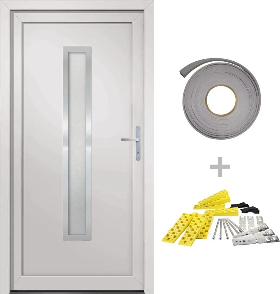 vidaXL Vchodové dveře antracitové 98 x 200 cm PVC [3187893] Barva: antracitová zvenku / bílá uvnitř