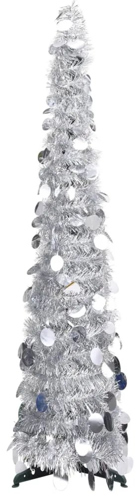 320991 vidaXL Rozkládací umělý vánoční stromek stříbrný 120 cm PET