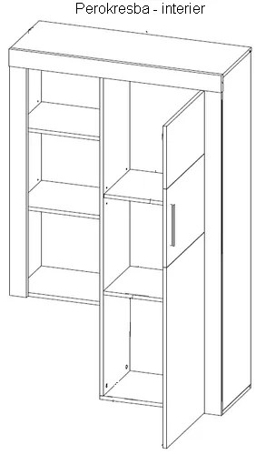 Obývací stěna Omega, šedý dub/bílá, s osvětlením
